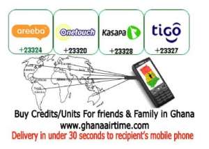 Send Mobile Phone Credits / Units to Ghana